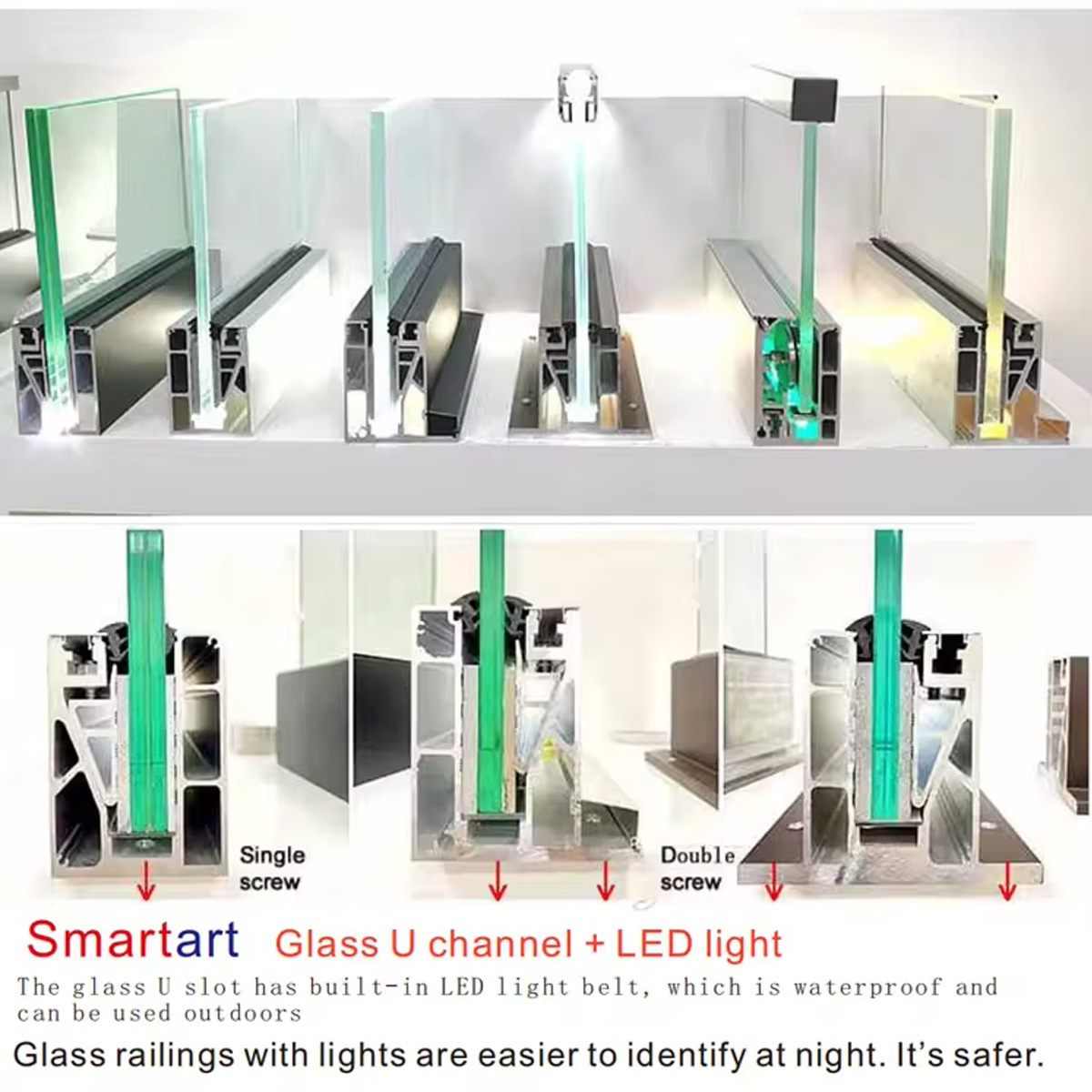 Northtech custom size and glass configuration LED glass railing for modern architecture - Buy ...